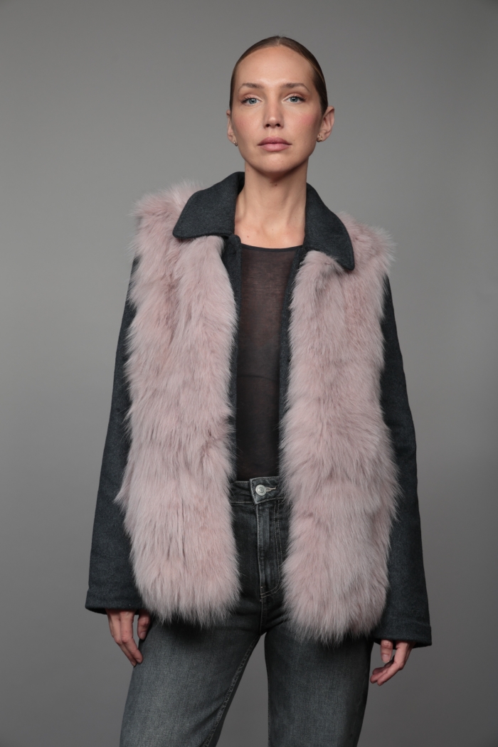 Chaleco largo de piel de zorro y piel de conejo | Dulifurs